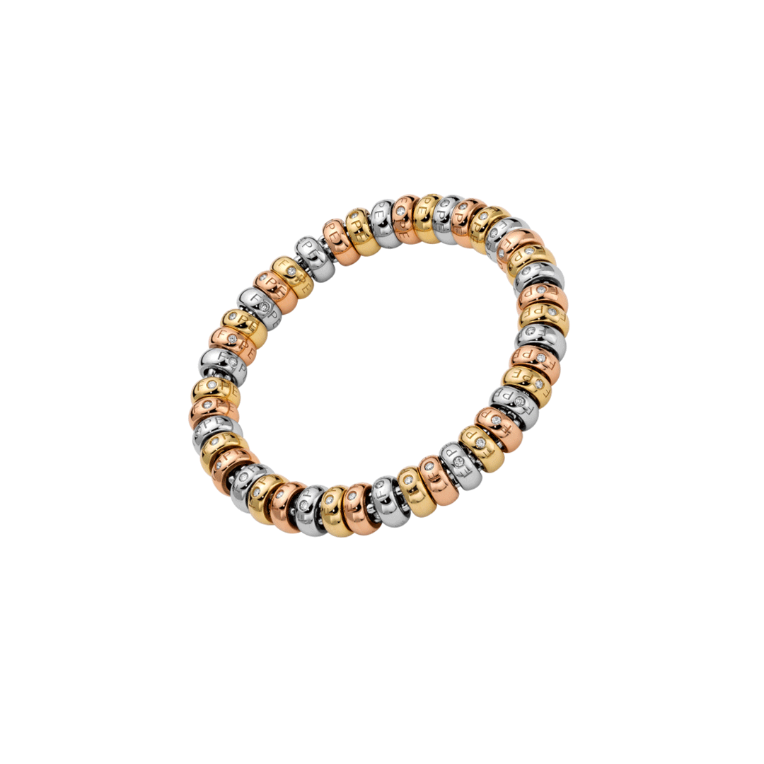 FOPE Solo Flex'it bracelet - tricoloured gold rondels and diamonds 64006BX_BB